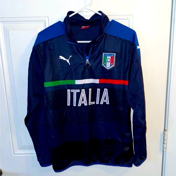 Puma | Shirts | Puma Italy Football Soccer 4 Zip Jacket Shirt | Poshmark